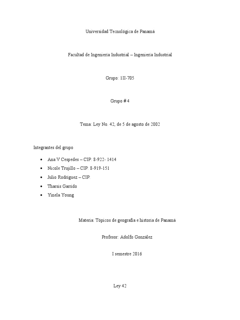 Ley 42 | PDF | Panamá | Science