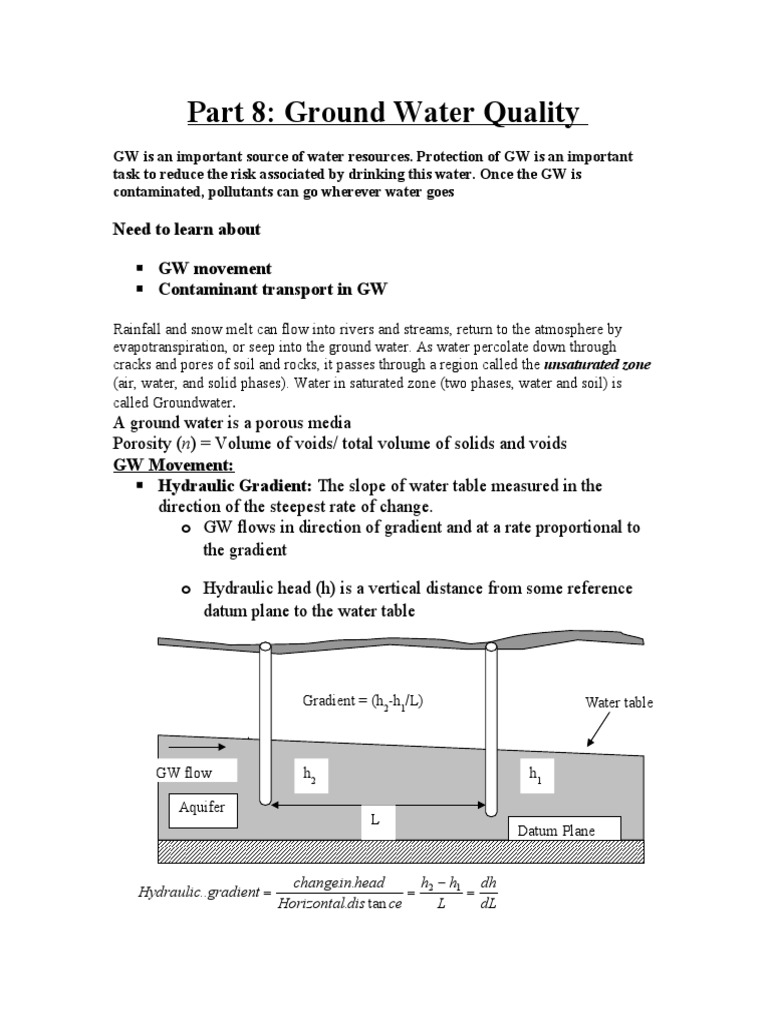 Part 8 Ground Water Quality | PDF | Groundwater | Porosity