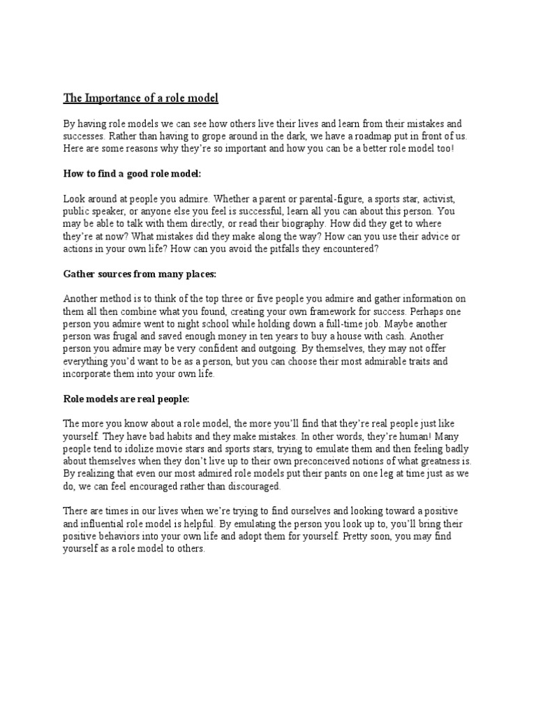 The Importance of A Role Model | PDF