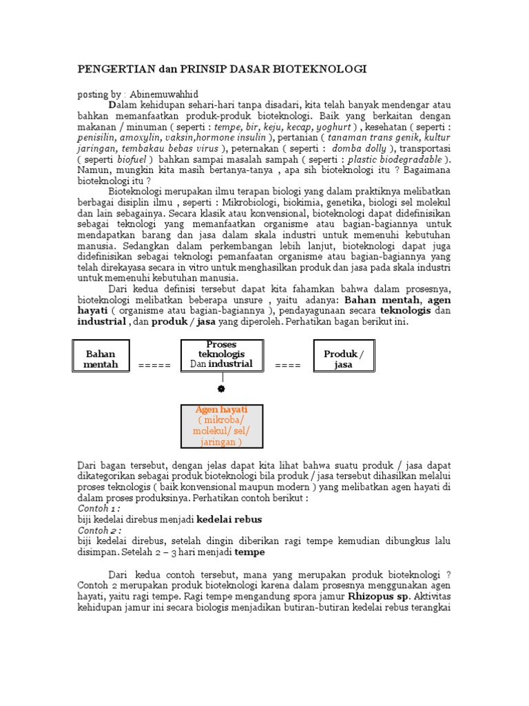 Pengertian Dan Prinsip Dasar Bioteknologi | PDF