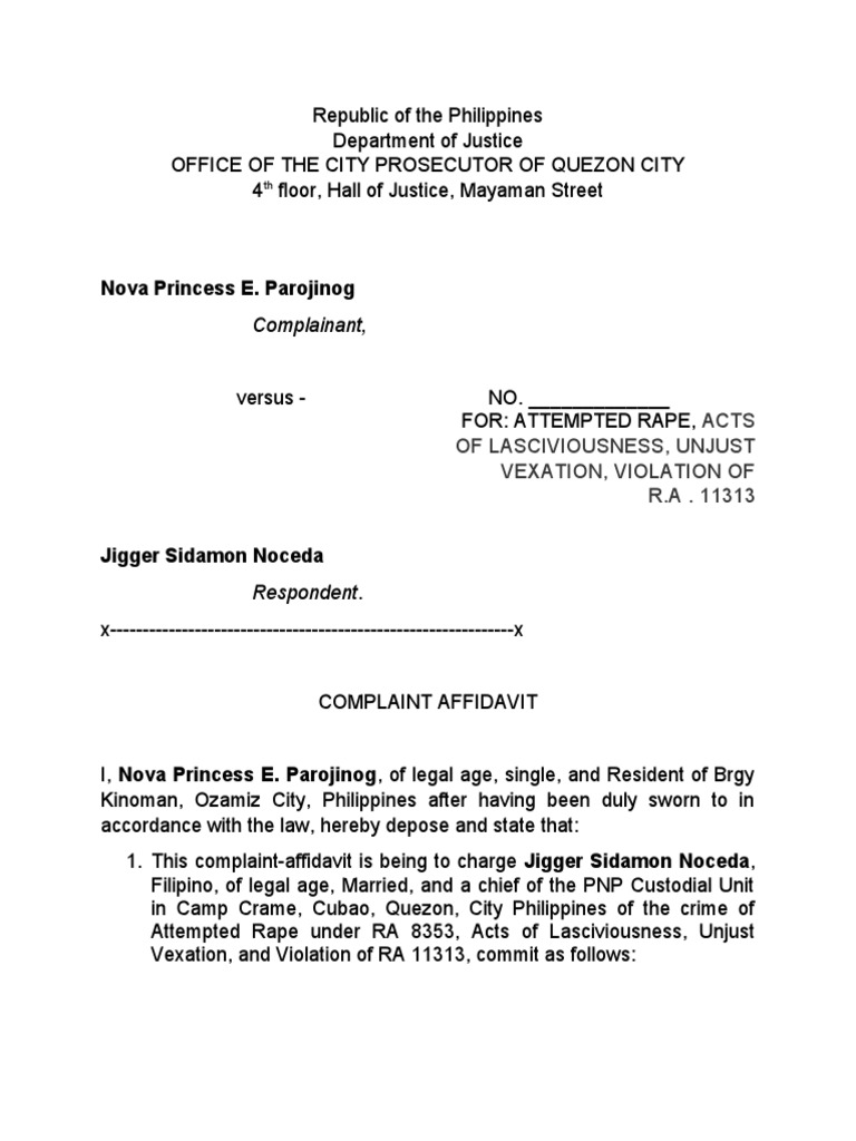 Nova Princess E. Parojinog: Complainant | PDF | Law Enforcement | Crime ...