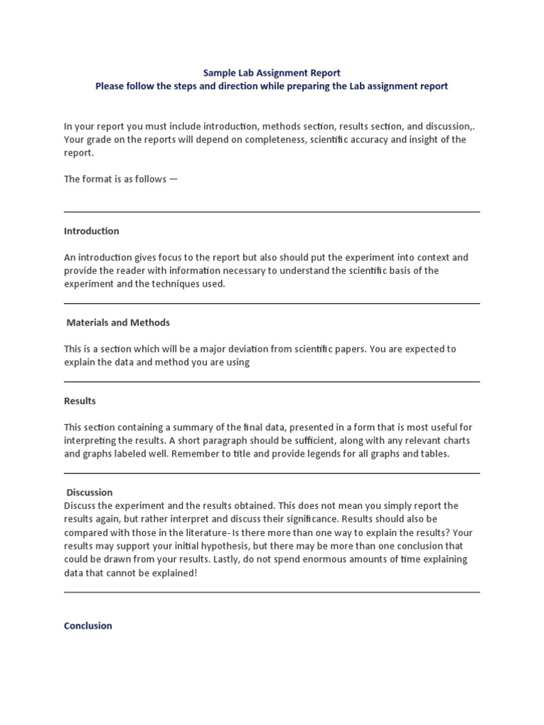 Sample Lab Assignment Report | PDF