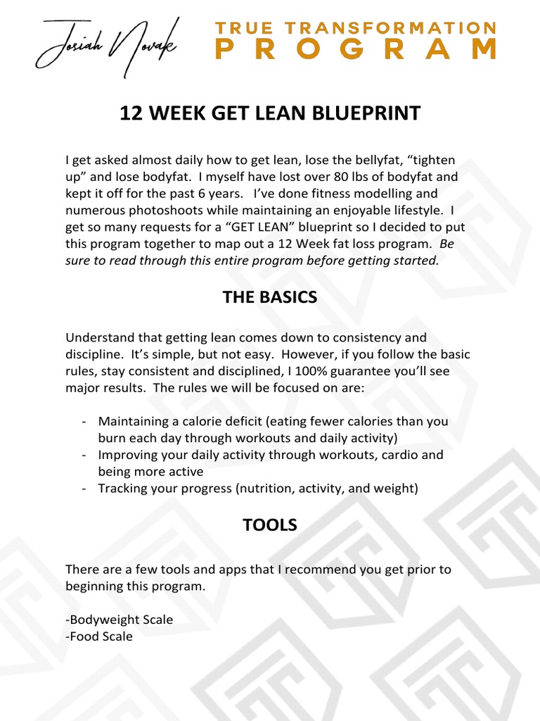 12 Week Get Lean Blueprint: The Basics | PDF | Meal | Foods