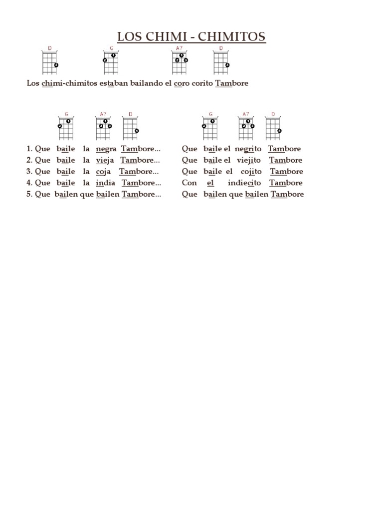 Canción Infantil: Los Chimi-Chimitos Bailan Tambore | PDF | Poesía