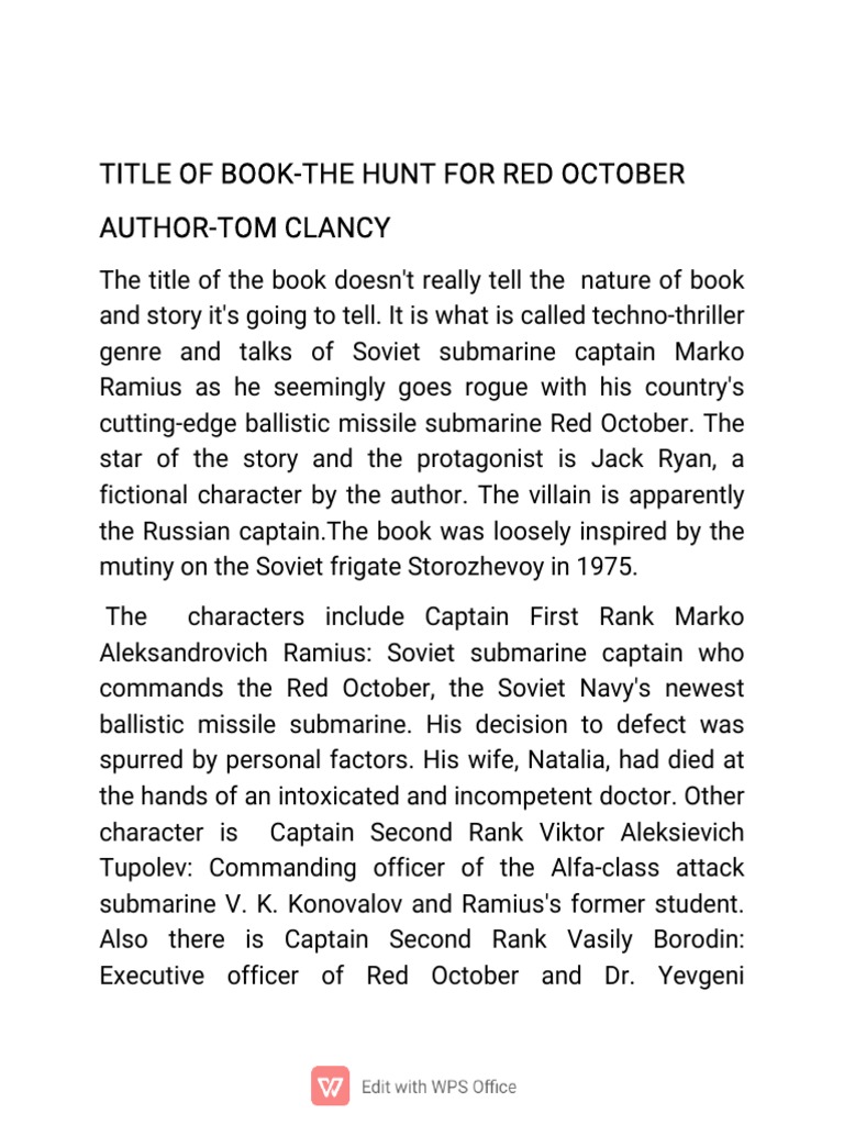 The Hunt For Red October 1 | PDF