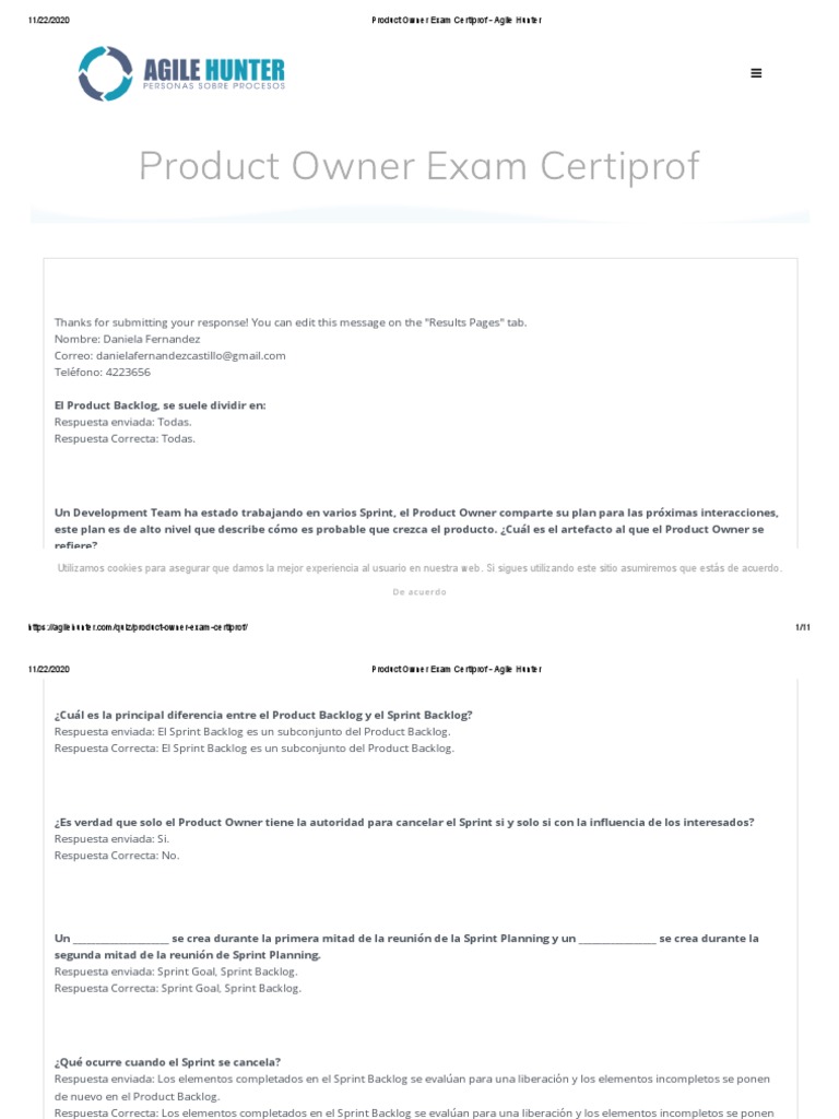 Product Owner Exam Certiprof - Agile Hunter Preguntas y Respuestas PDF ...
