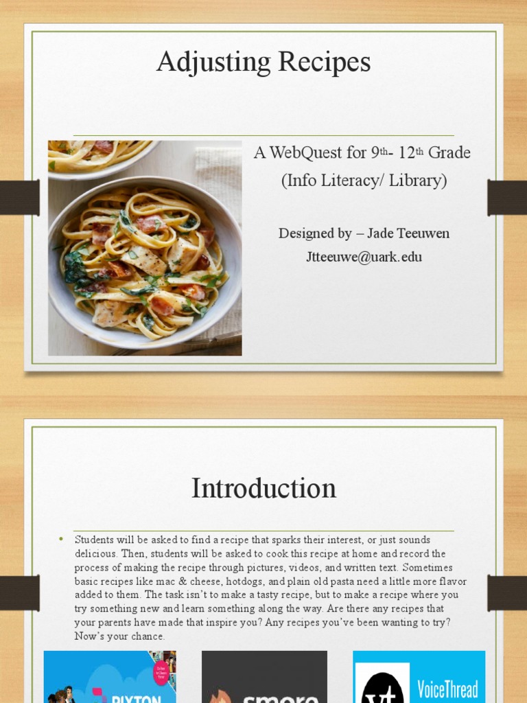 Adjusting Recipes: A Webquest For 9 - 12 Grade (Info Literacy/ Library ...
