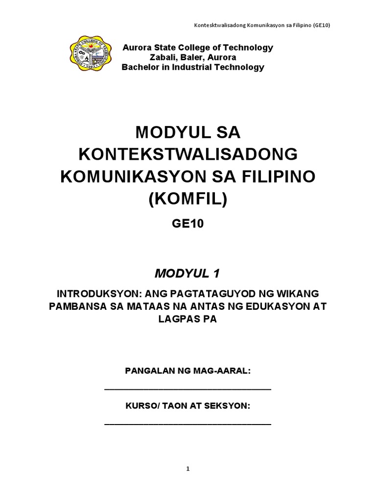 Module 1 Komfil | PDF