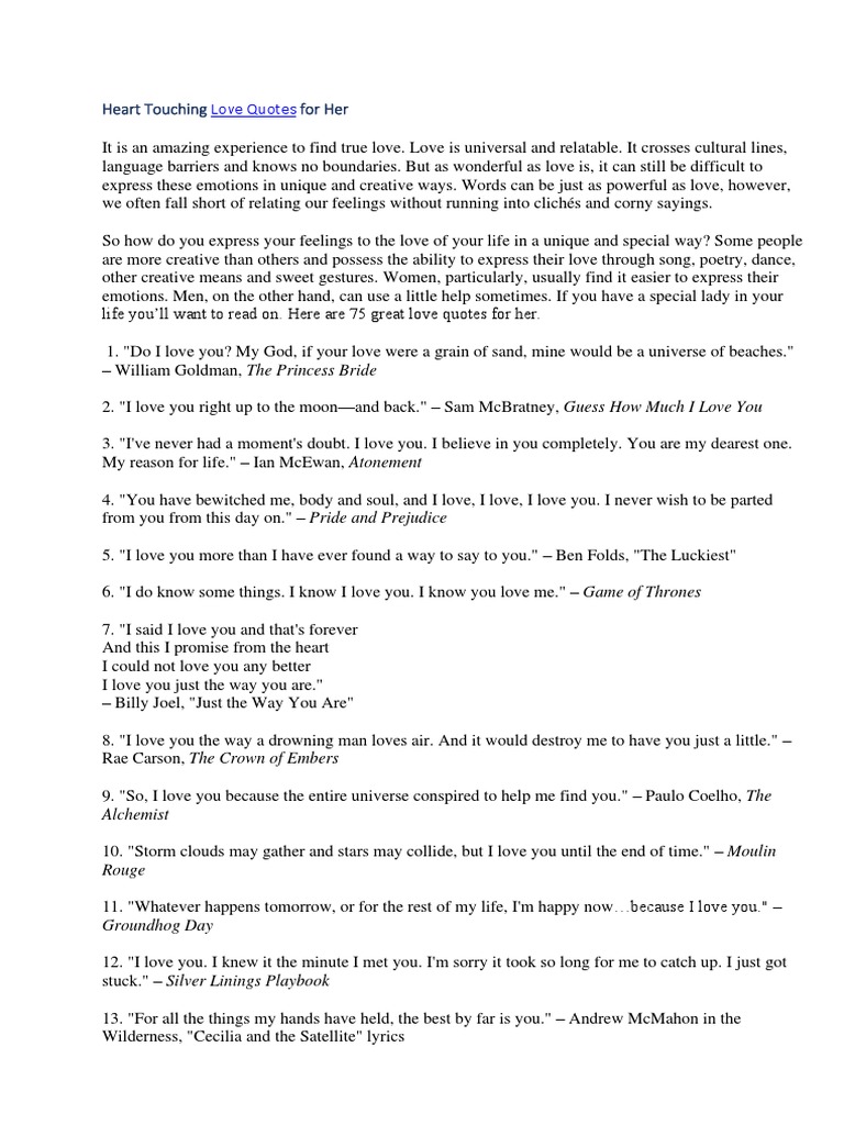 Heart Touching For Her: Love Quotes | PDF | Love