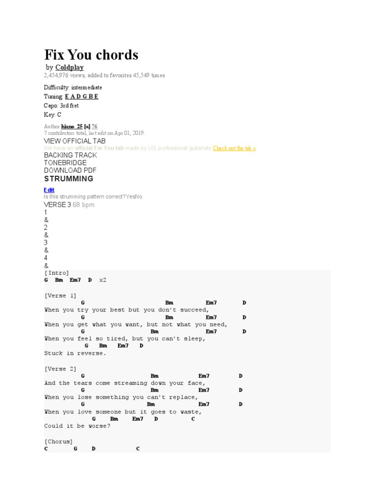 Fix You Chords | PDF