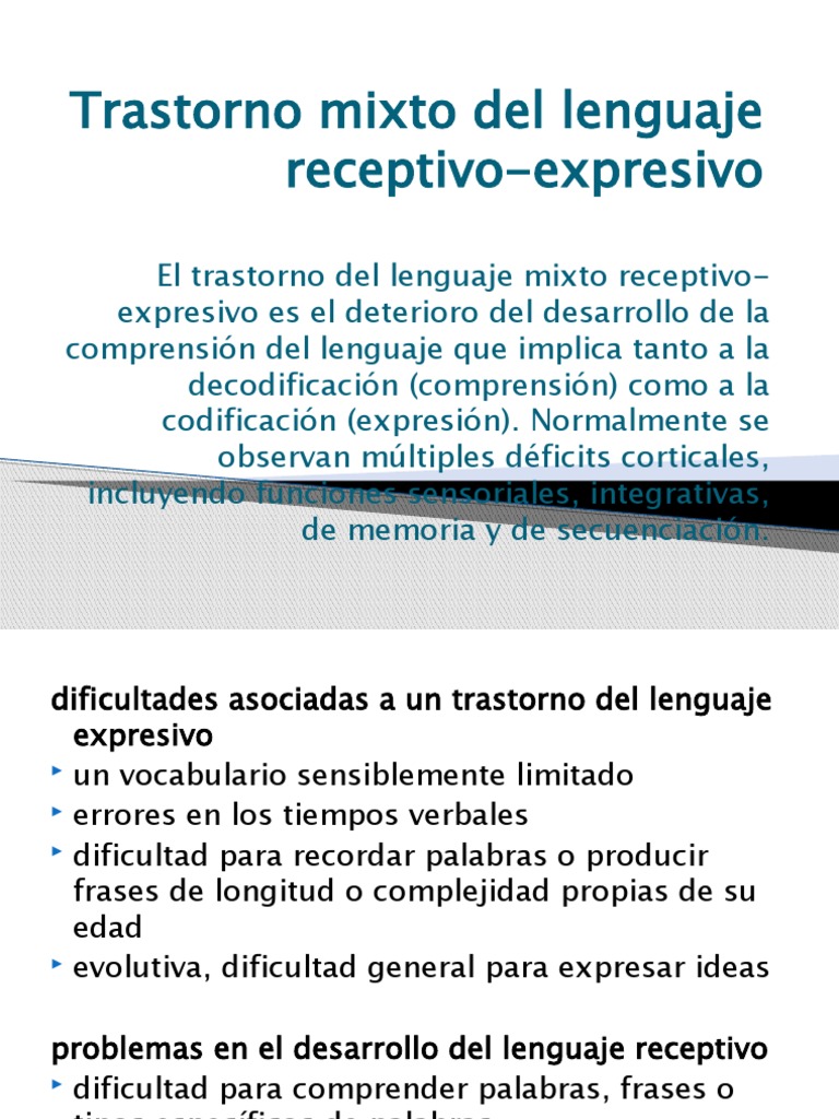 Trastorno Mixto Del Lenguaje Receptivo-Expresivo | PDF | Tartamudeo ...