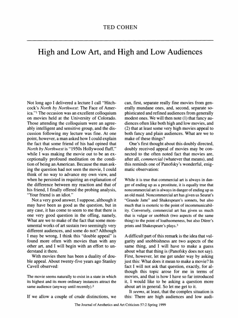 Ted Cohen - High and Low Art | PDF