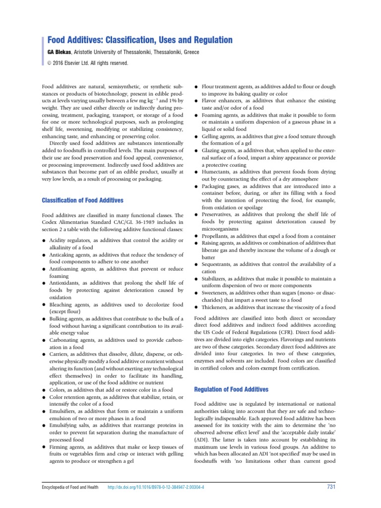 Food Additives - Classification | PDF | Sugar Substitute | Foods