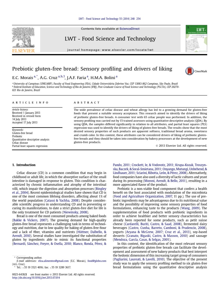 Prebiotic Gluten-Free Bread Sensory Profiling and Drivers of Liking ...