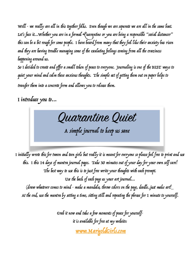 Quarantine Quiet Journal | PDF