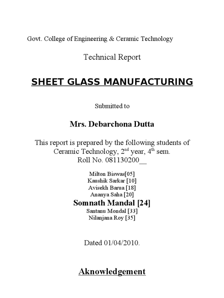 Tech Report - Sheet Glass Manufacturing | PDF | Glasses | Materials