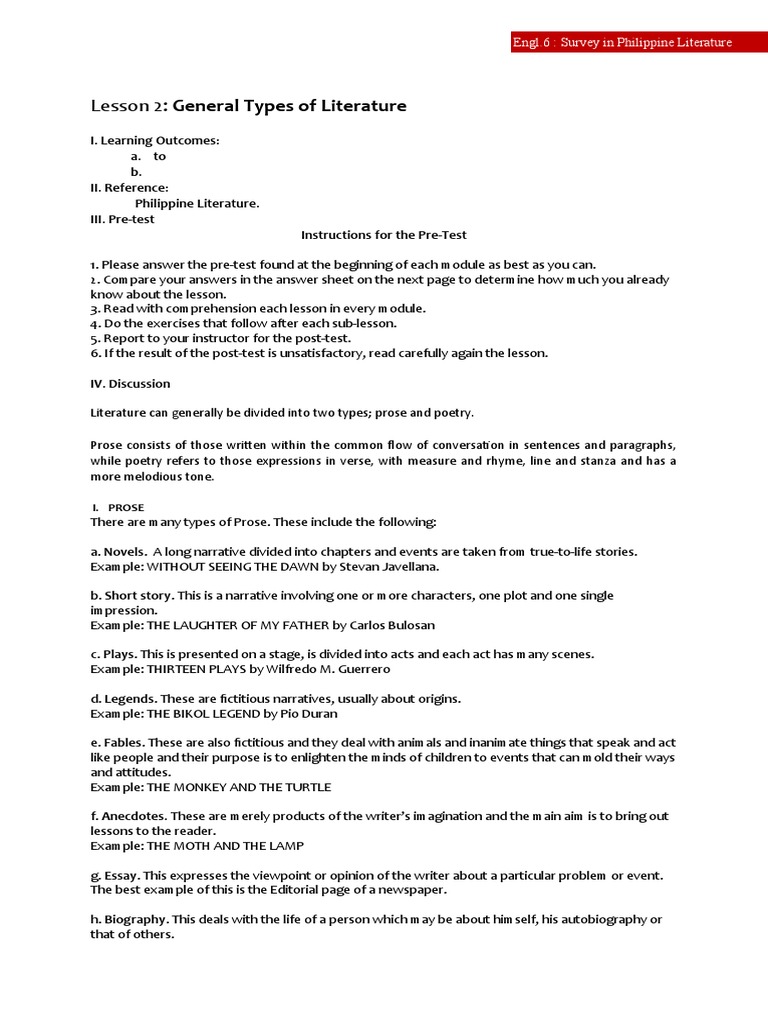 Lesson 2 General Forms and Types | PDF | Comedy | Poetry