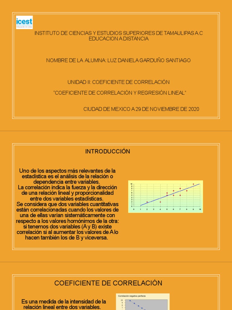 Coeficiente de Correlación y Regresión Lineal | PDF | Correlación y ...