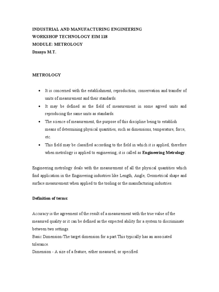 METROLOGY FUNDAMENTALS | PDF | Engineering Tolerance | Observational Error