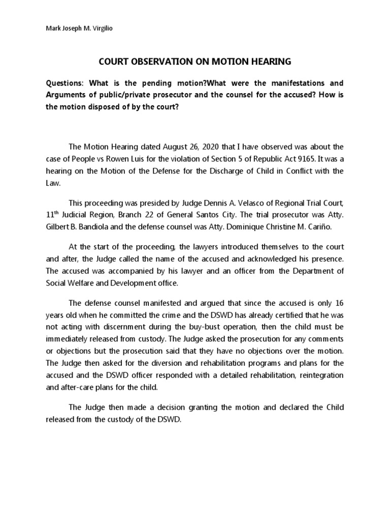 Court Observation On Arraignment | PDF