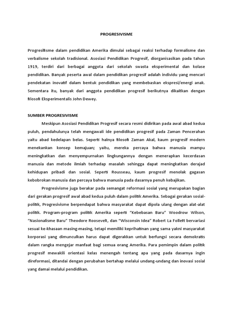 PROGRESSIVISME Sumber | PDF