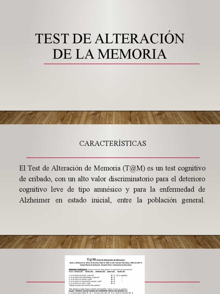 Test de Alteración de La Memoria | Descargar gratis PDF | Enfermedad de ...