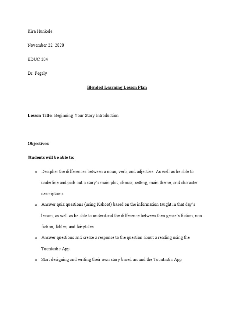 Blended Learning Lesson Plan | PDF | Books | Verb