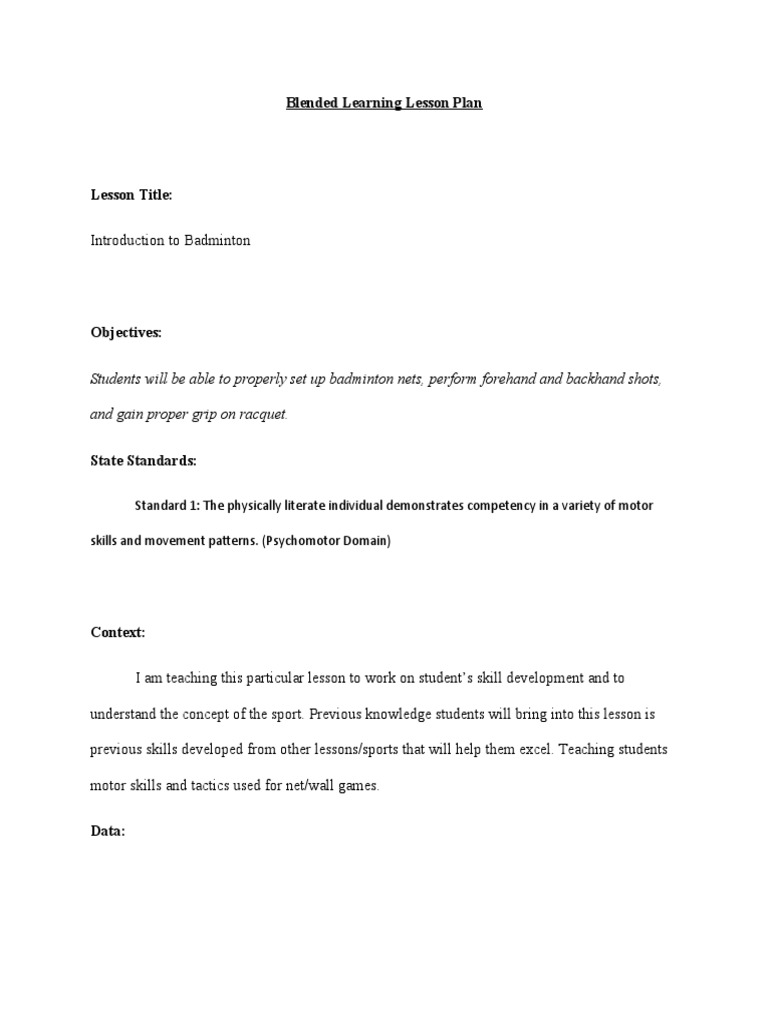 Blended Learning Lesson Plan | PDF | Education Theory | Pedagogy