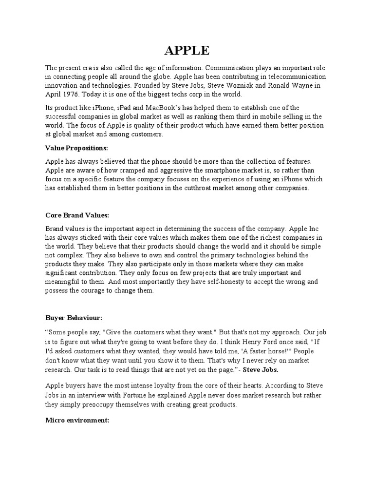 Apple: Value Propositions | PDF