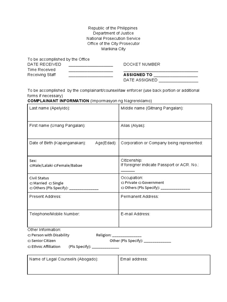 Assigned To | PDF | Prosecutor | Complaint