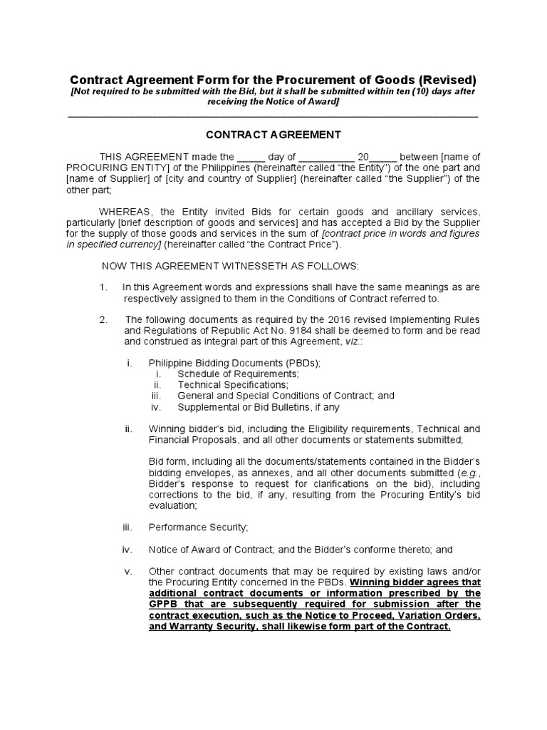Revised Procurement Contract Agreement | PDF | Signature | Virtue
