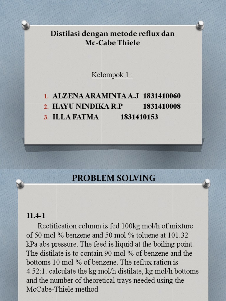 Distilasi Dengan Metode Reflux Dan Mc-Cabe Thiele: Kelompok 1 | PDF