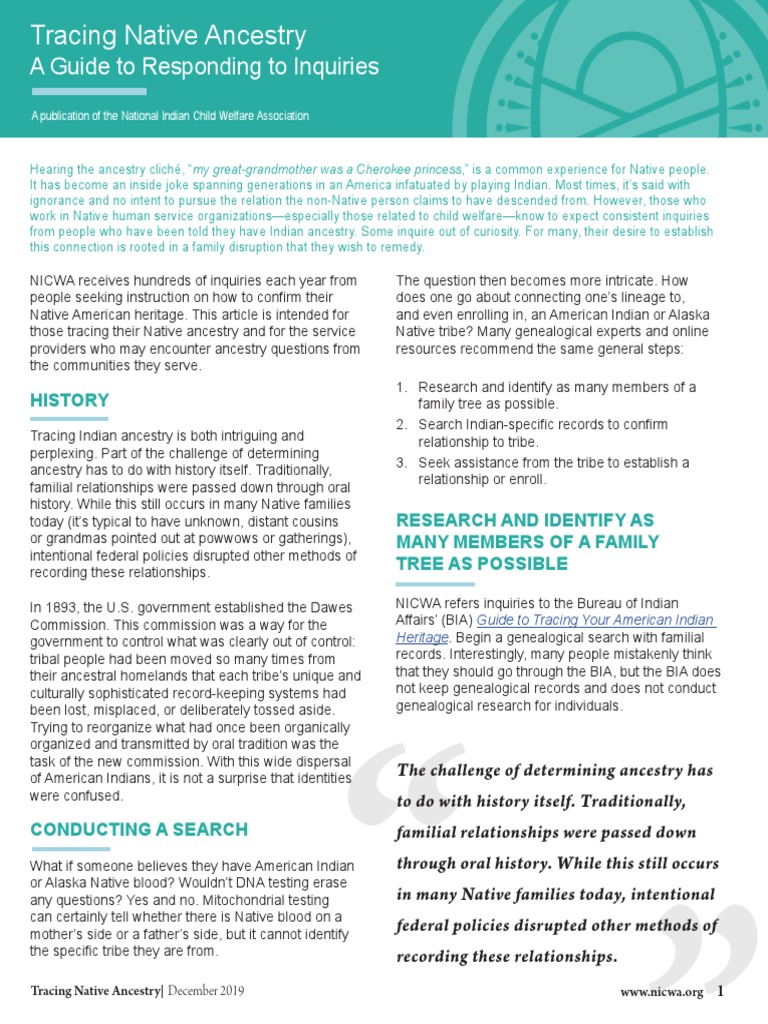 Tracing Your Native Ancestry 2019 Final PDF | PDF | Native Americans In ...