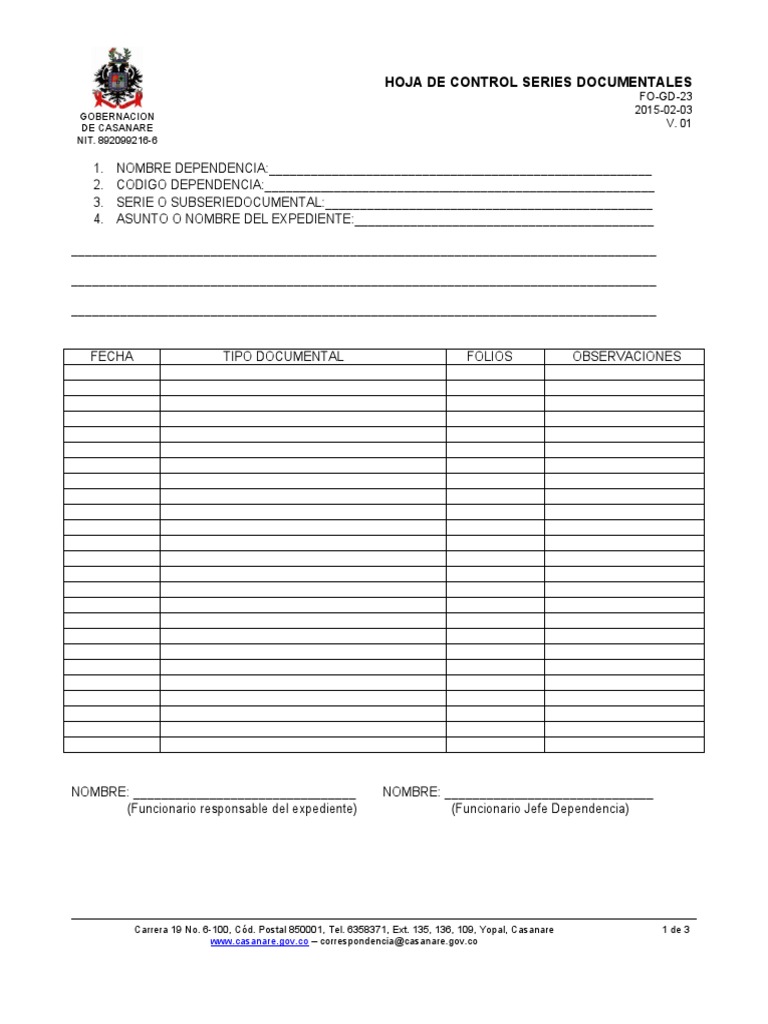 FO-GD-23 Hoja de Control Gestión Documental | PDF | Business