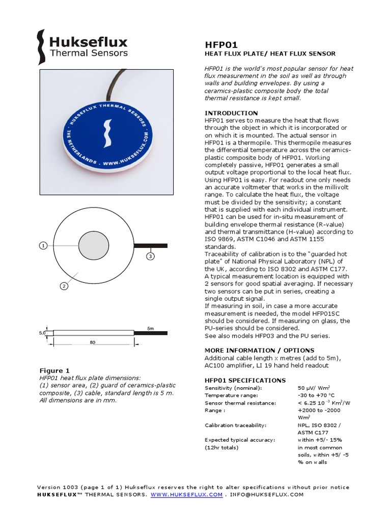 Heat Flux Plate/ Heat Flux Sensor: Hukseflux™ Thermal Sensors | PDF ...
