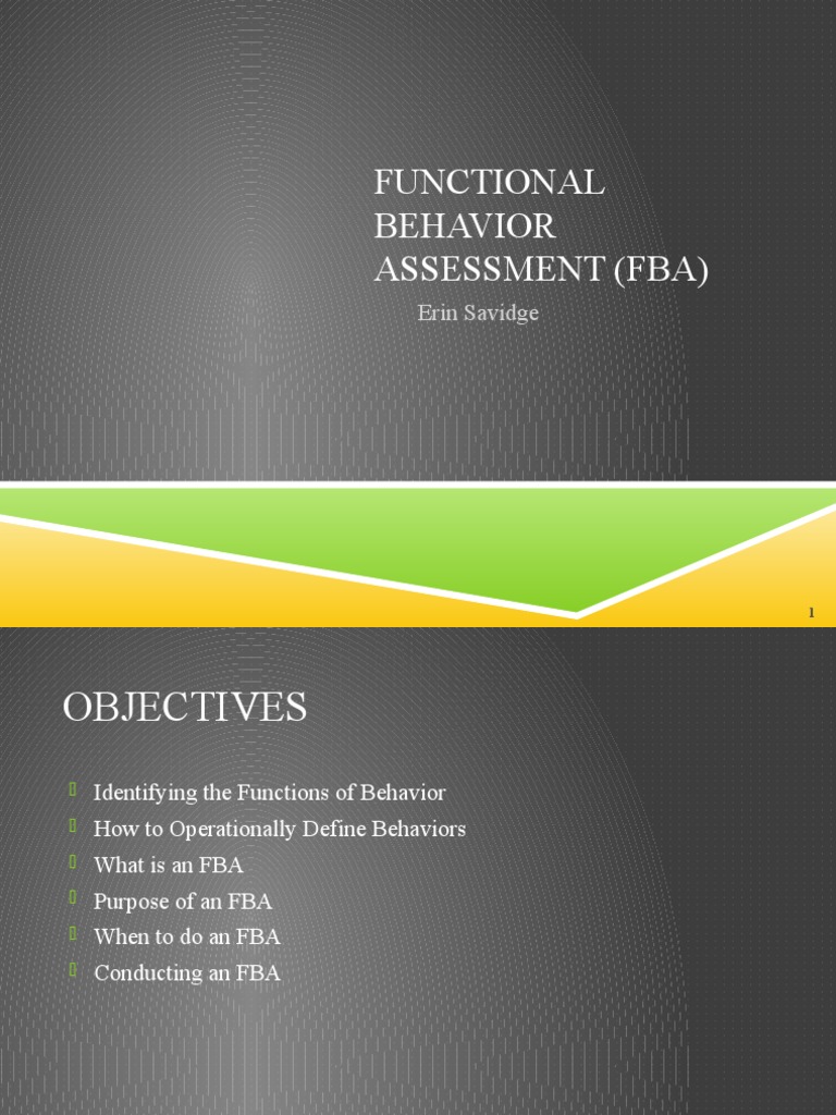 Functional Behavior Assessment (Fba) : Erin Savidge | PDF ...