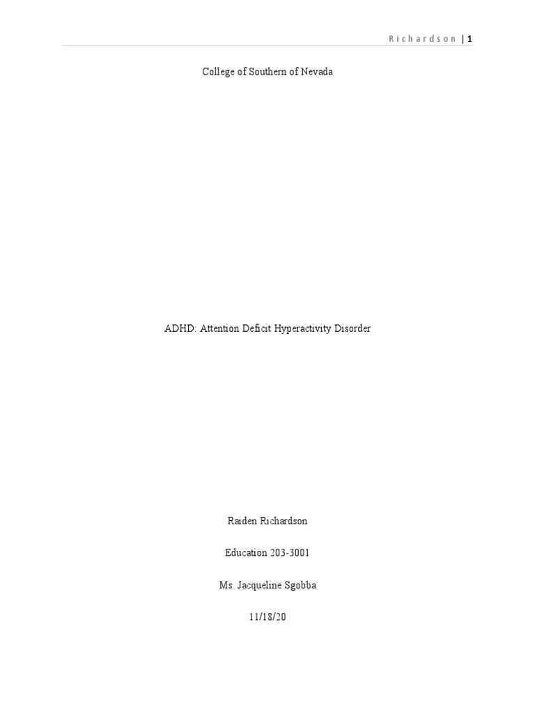Edu Adhd Paper | PDF | Attention Deficit Hyperactivity Disorder ...
