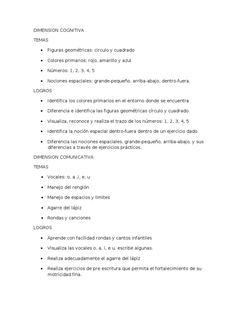 Plan de Estudios Kinder | PDF | Conceptos psicologicos | Ciencia cognitiva