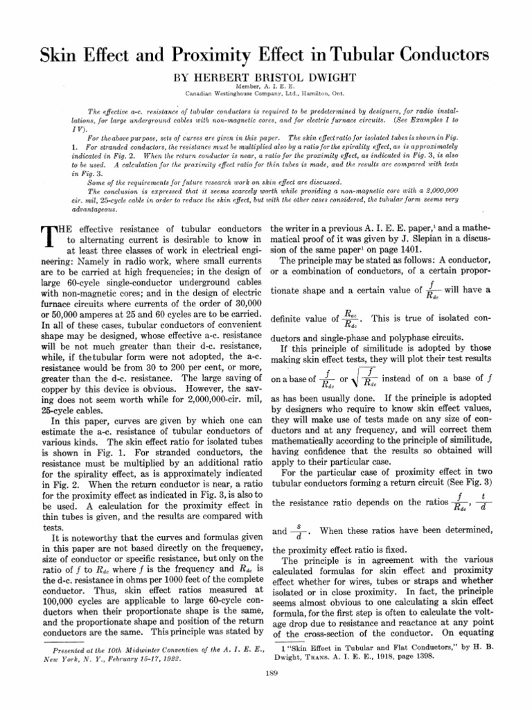 Skin Proximity Tubular Conductors: Effect and Effect in | PDF