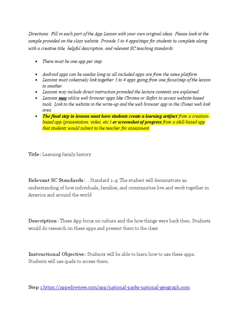 App Lesson Template Pdf