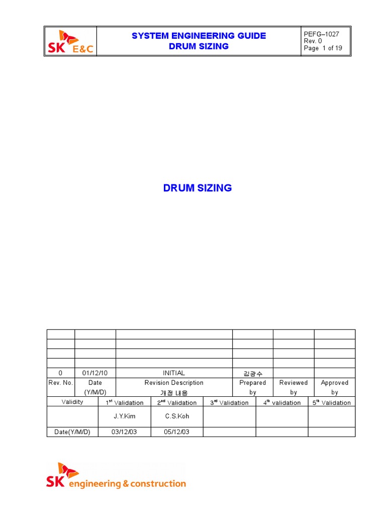 PEFG-1027 - Drum Sizing Design Guide | PDF | Drop (Liquid) | Distillation