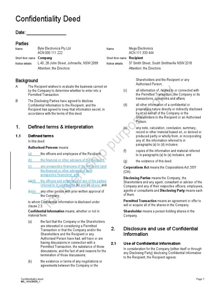 Virtual Internship (CMC) - Task 1 - NDA (ME ANSWER) | PDF ...