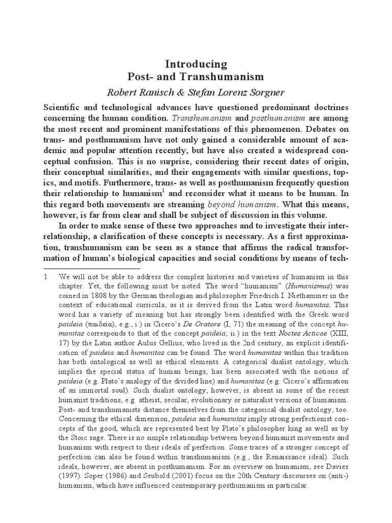 Distinguishing Posthumanism and Transhumanism | PDF | Transhumanism ...
