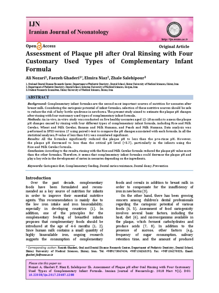 Assessment of Plaque PH After Oral Rinsing With Four | PDF | Breast ...