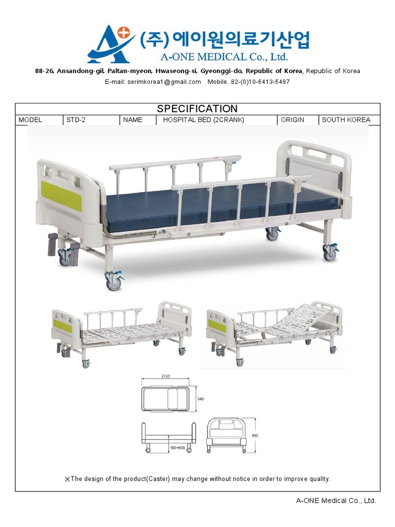 Technical Specifications and Features of the STD-2 Hospital Bed from A ...