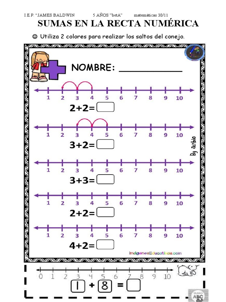 Sumas en la Recta Numérica para Niños | PDF