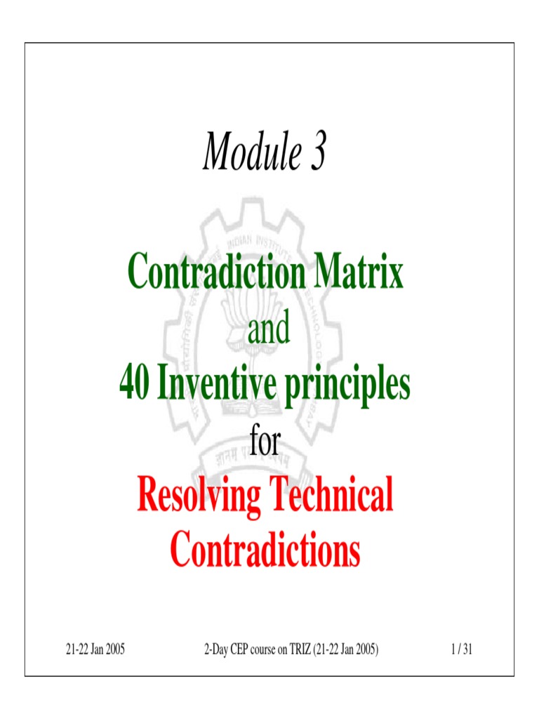 Contradiction Matrix 40 Inventive Principles: Resolving Technical ...