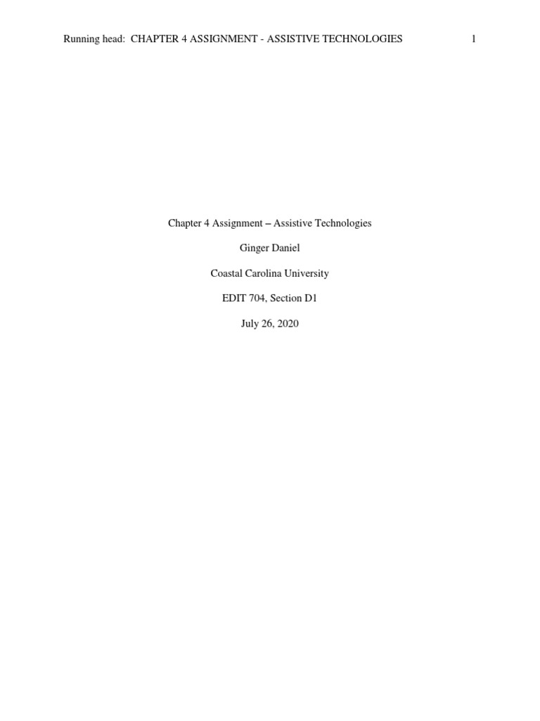 Ch. 4 Assignment - Assistive Technologies | PDF | Communication | Cognition