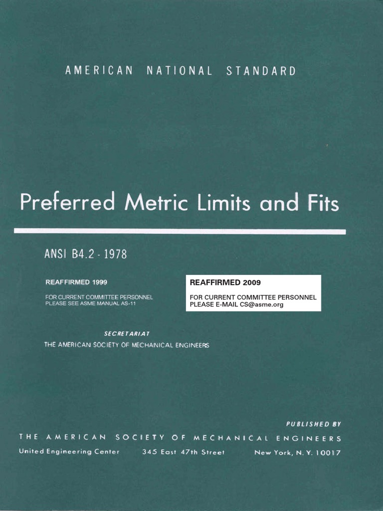 Ansi B4.2 Limits and Fits Standard (General) | PDF | Engineering ...