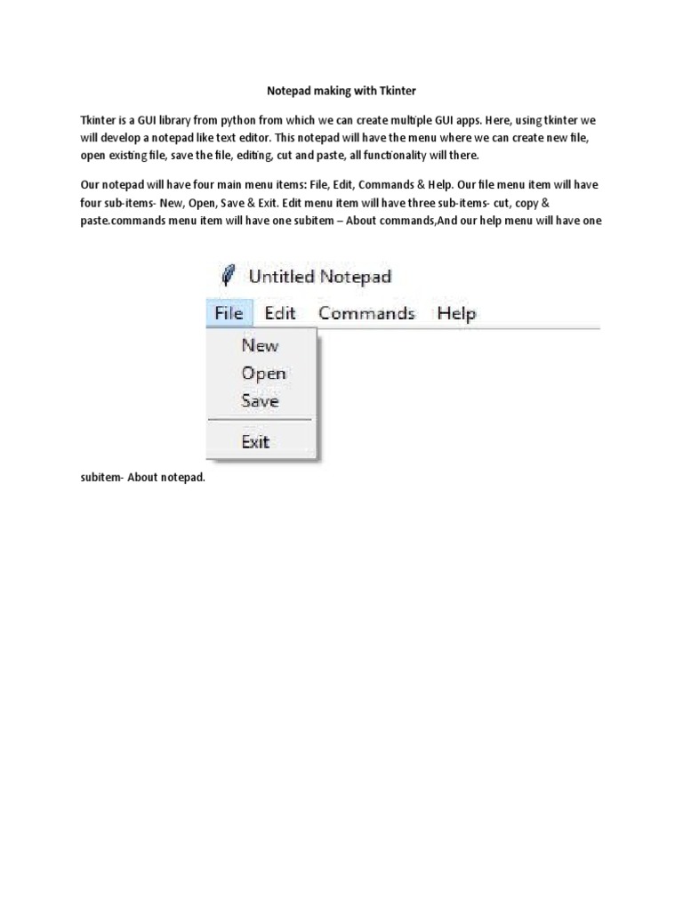 Notepad Making With Tkinter | PDF